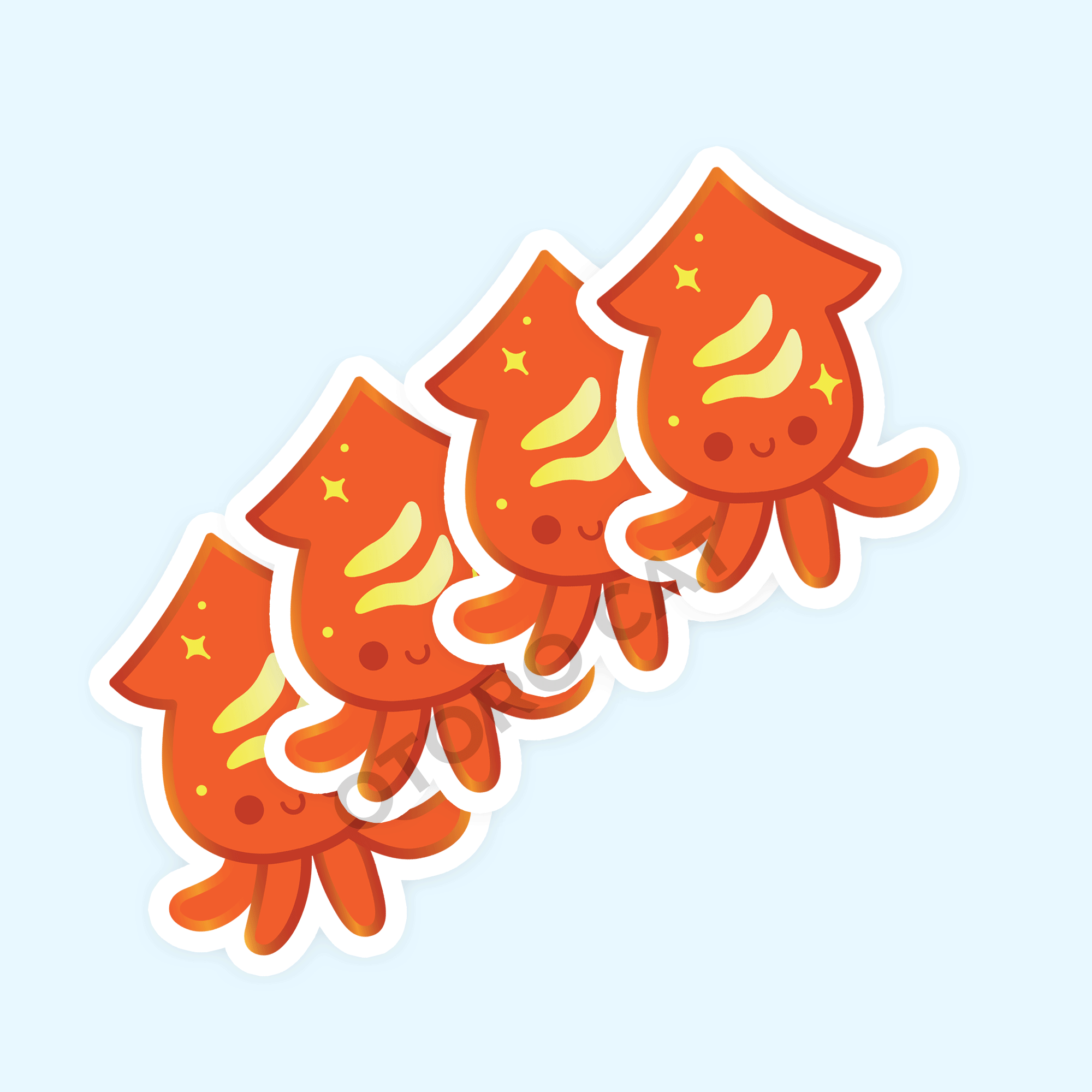 Red Squid Sticker – Otoro Cat
